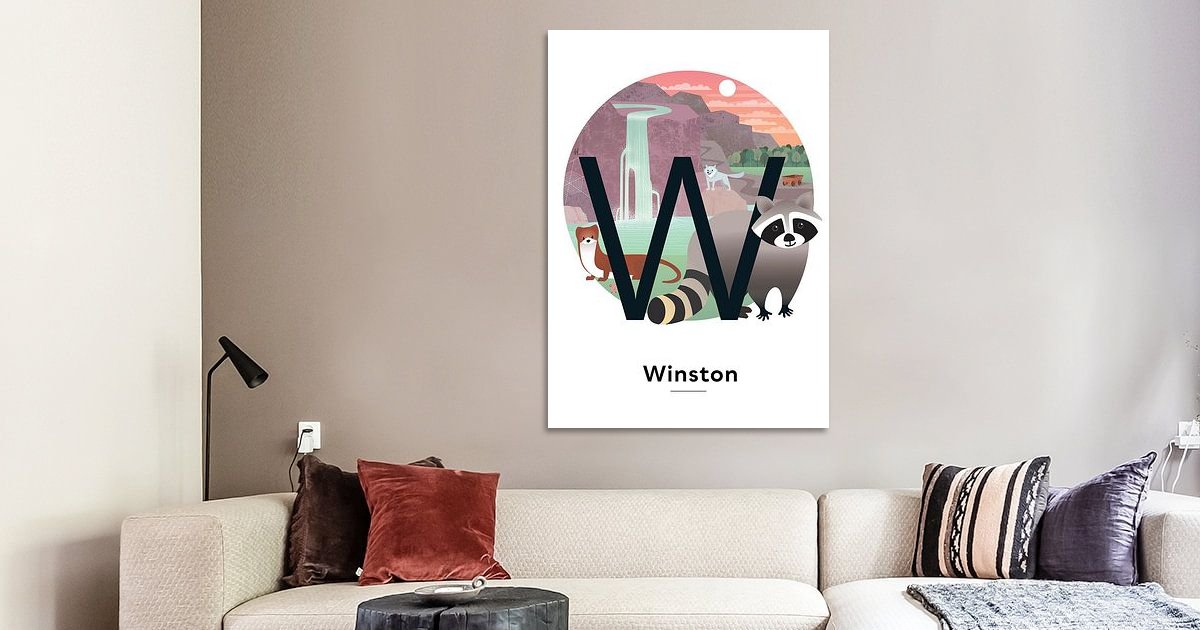 Naamposter Winston van Hannah Barrow op canvas, behang en meer