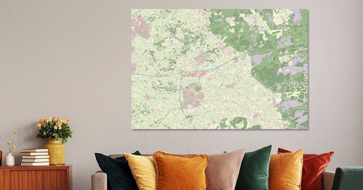 Map of Barneveld on canvas, poster, wallpaper and more