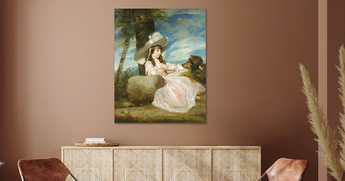 Portrait of Miss Anna Ward with Her Dog, Joshua Reynolds on canvas ...