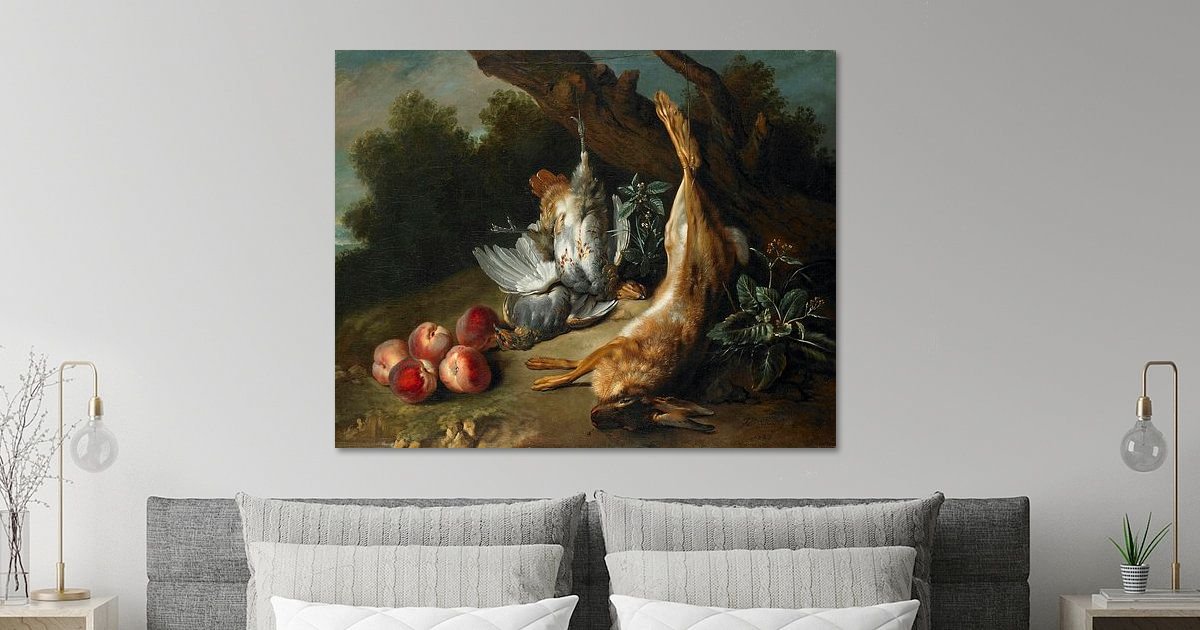 Still Life with Dead Game and Peaches in a Landscape, Jean-Baptiste ...