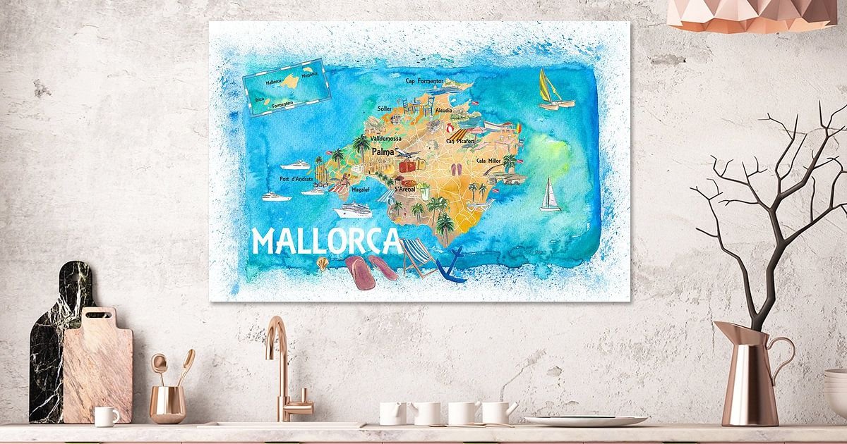 Illustrated map of Mallorca Spain with sights and highlights by Markus ...