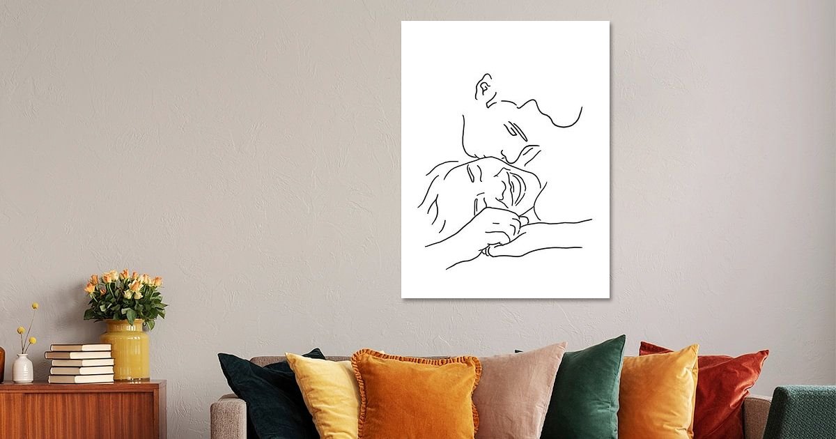 Wij horen bij elkaar! (lijntekening verlieft stel portret man vrouw ...