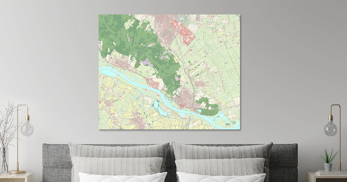 Map of Rhenen on canvas, poster, wallpaper and more