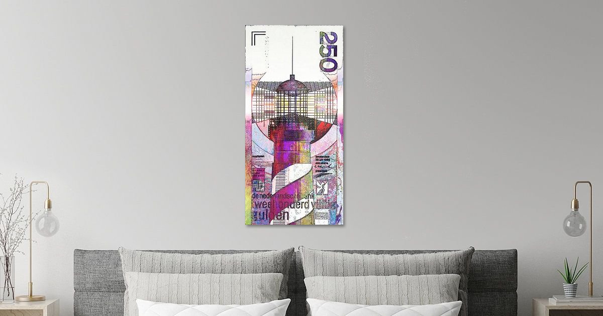 Bankbiljet van 250 Gulden Modern, Abstract Digitaal Kunstwerk van Art ...