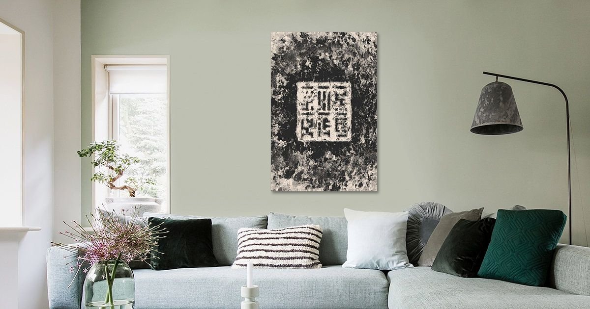 Cryptic Space Glyphs I van dcosmos art op canvas, behang en meer