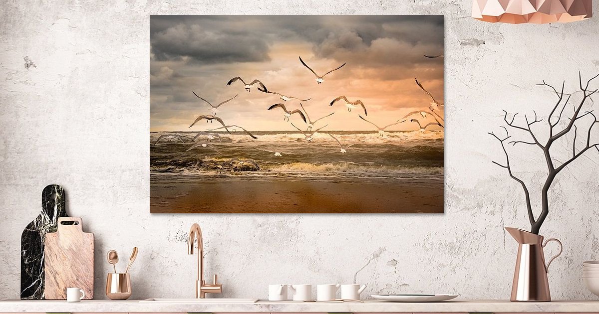 fliegende Möwen über den Strand von Marinus Engbers auf ArtFrame ...