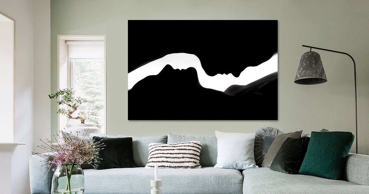 De profielen van twee vrouwen van Jan Lykke op canvas, behang en meer