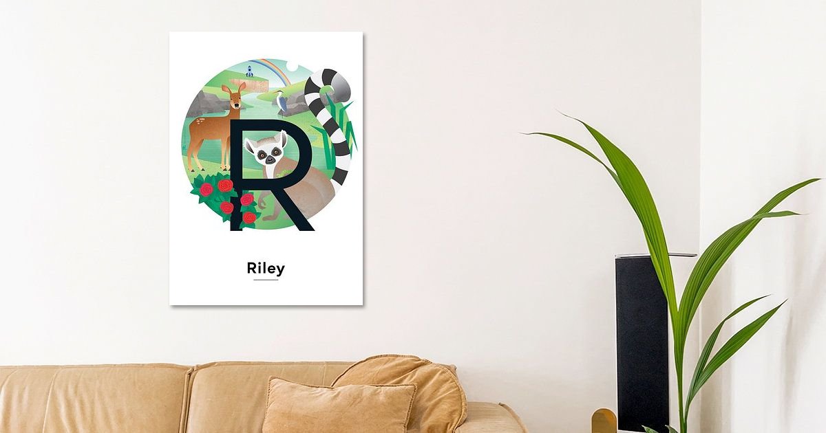 Naaposter Riley van Hannah Barrow op canvas, behang en meer