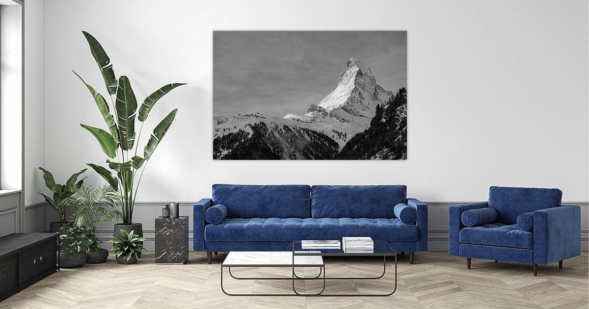 The Matterhorn in black and white by Mark Thurman on canvas, poster ...