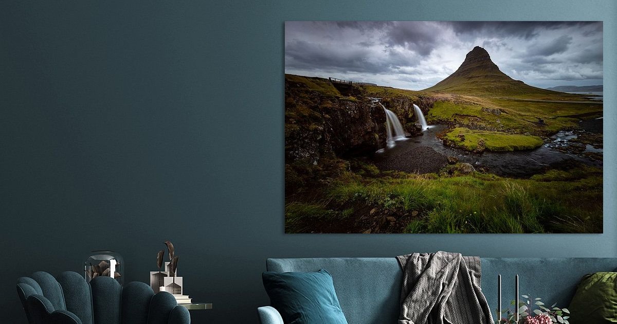 Ijsland waterval van Michael Bollen op canvas, behang en meer