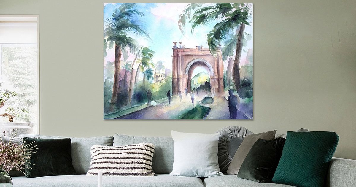 Barcelona van Tat.kunst op canvas, behang en meer