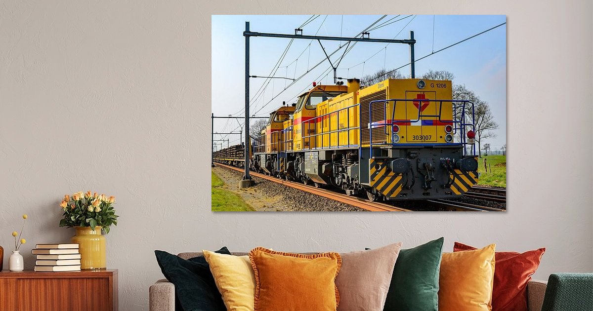 Freight train locomotive front view on a railroad track by Sjoerd van ...