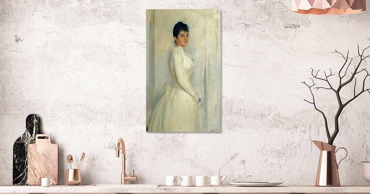 Portret van Montserrat Carbó, Ramon Casas i Carbó op canvas, behang ...