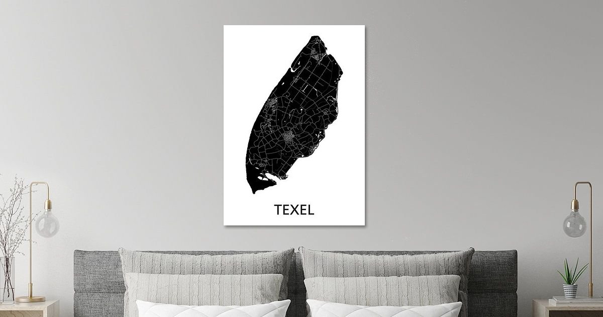 Texel Map | Black and white by WorldMapShop on canvas, poster ...