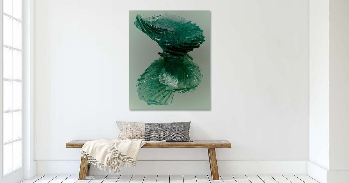 glasfusion groen van joyce kool op canvas, behang en meer