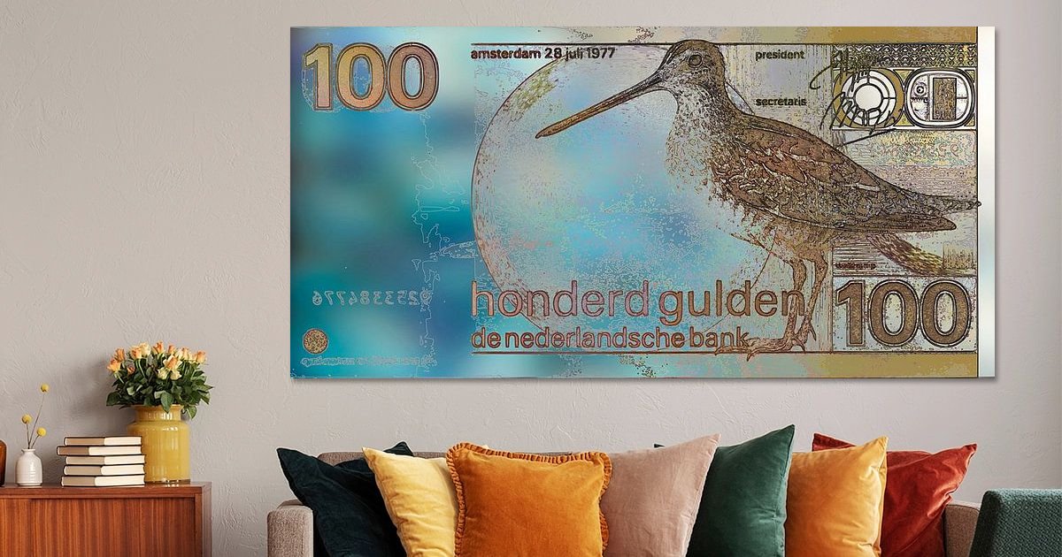 Bankbiljet van 100 Gulden Modern, Abstract Digitaal Kunstwerk van Art ...