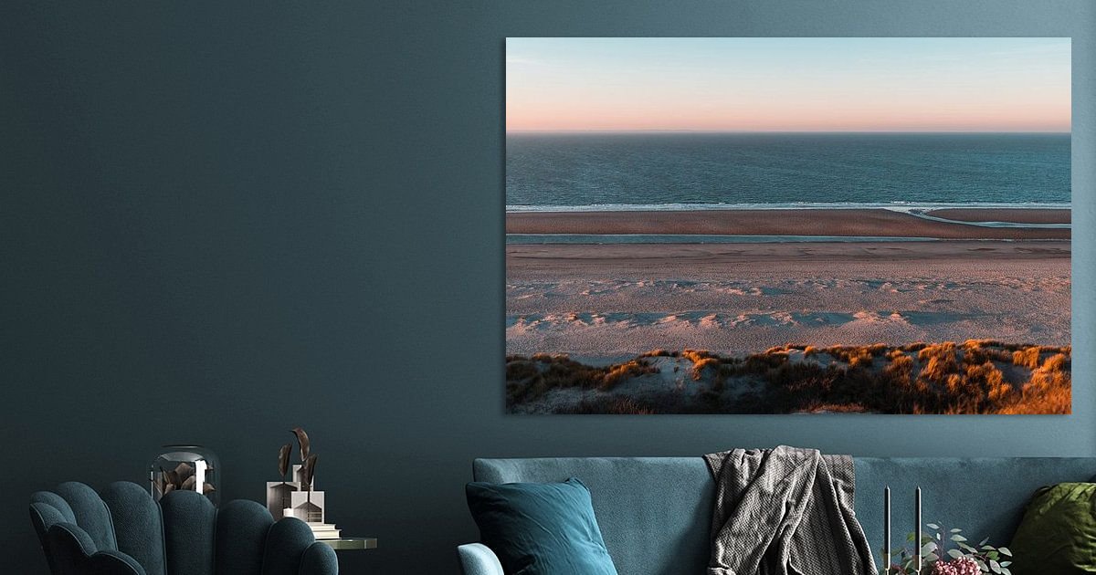 Uitzicht over Duinen, Strand & Zee bij Westenschouwen van Susanne ...