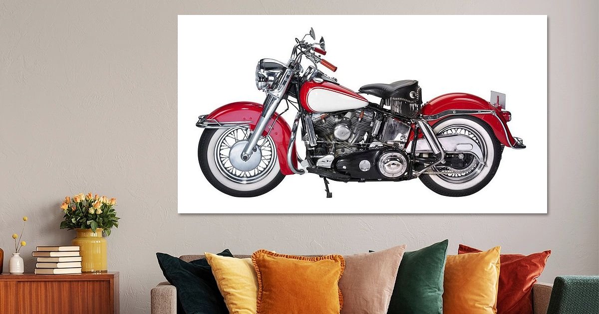 Harley-Davidson motorfiets van Achim Prill op canvas, behang en meer
