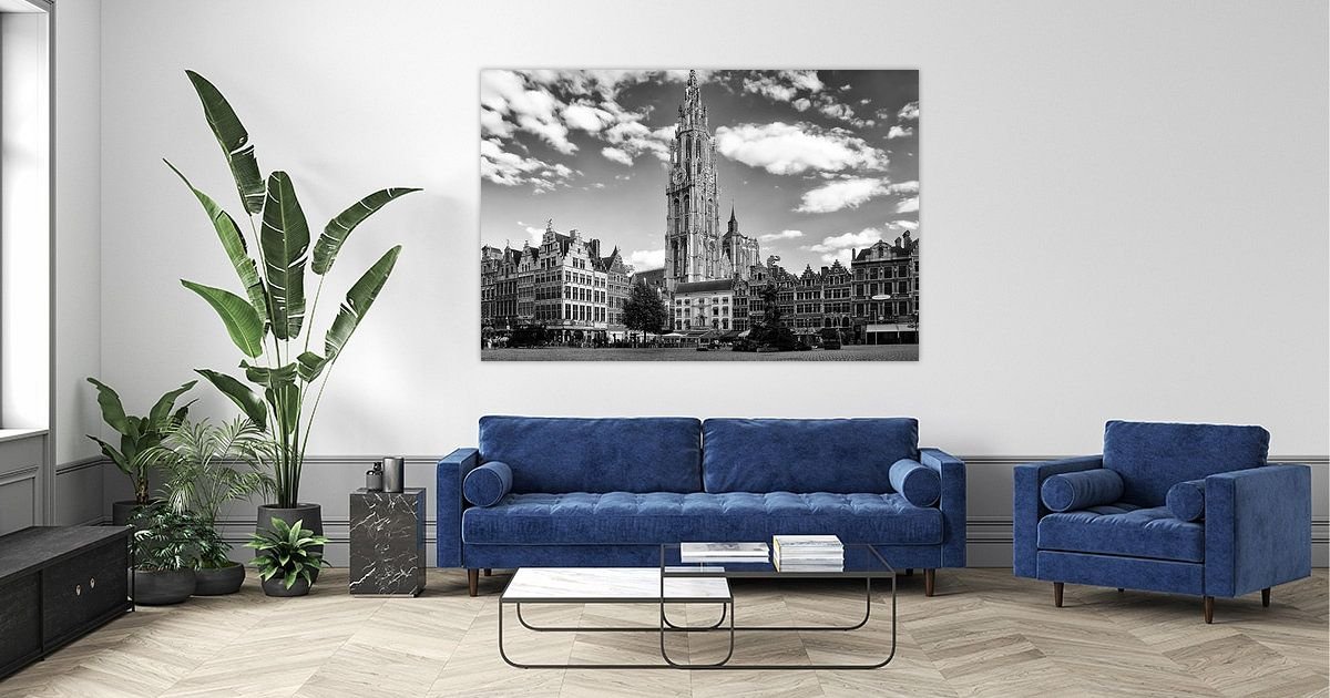 Marktplein Antwerpen van Bob Bleeker op canvas, behang en meer