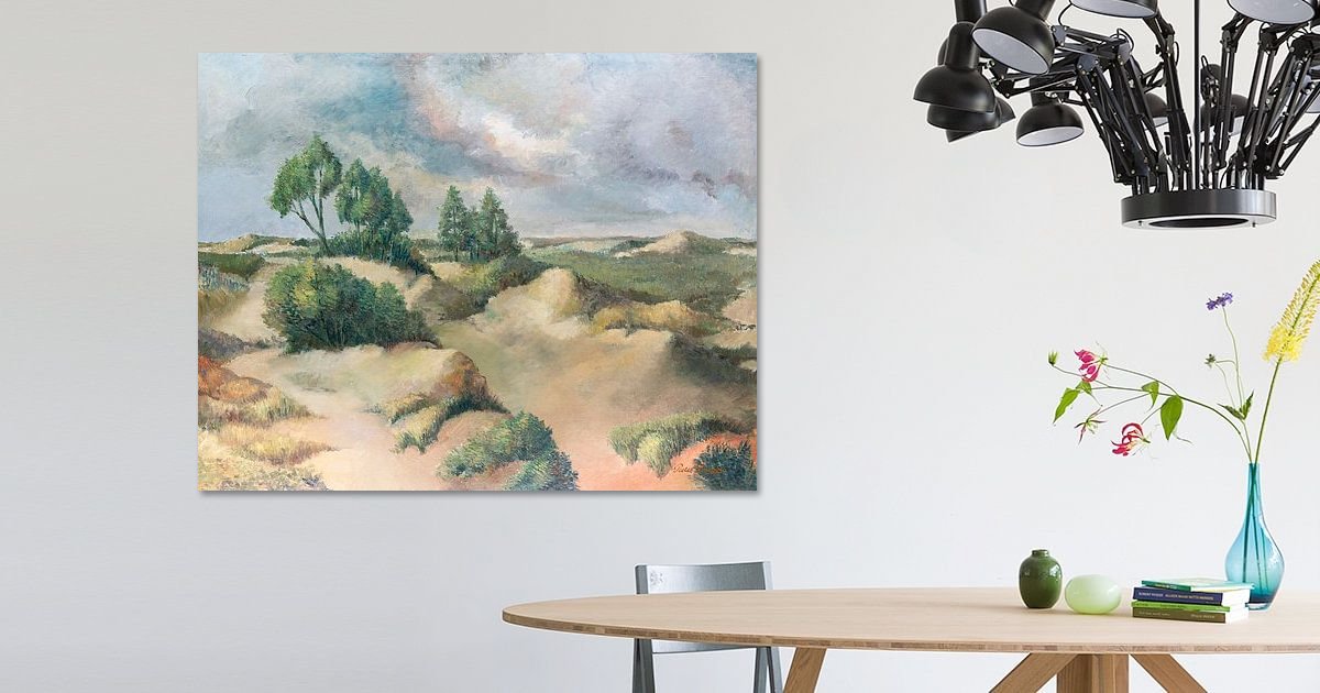 Duinlandschap schilderij met zicht op het natuurreservaat Westhoek in ...