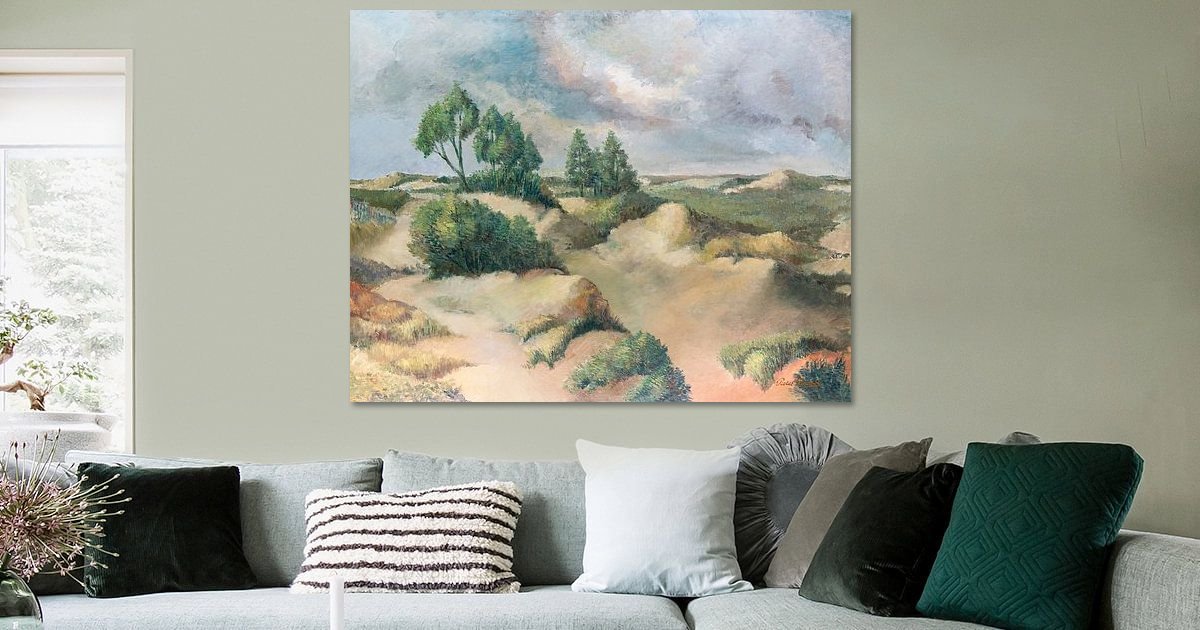 Duinlandschap schilderij met zicht op het natuurreservaat Westhoek in ...