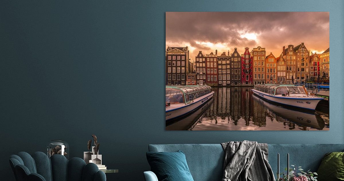 Dark clouds over Amsterdam! van Robert Kok op canvas, behang en meer