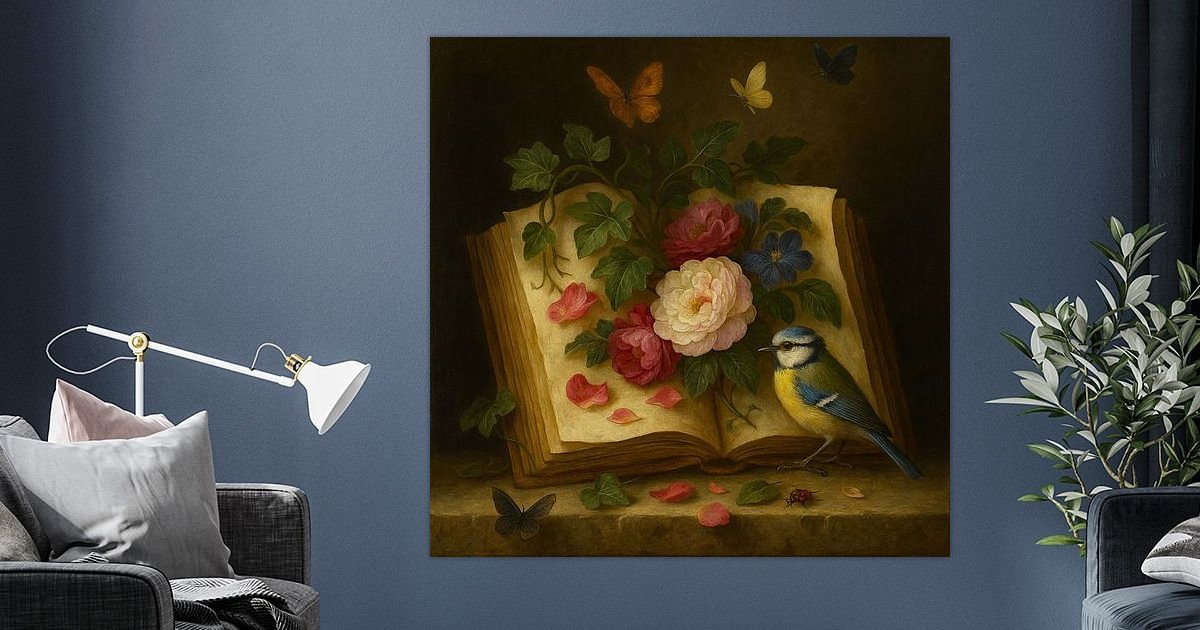 Stillleben Das blühende Buch von Gisela Art for You auf ArtFrame ...