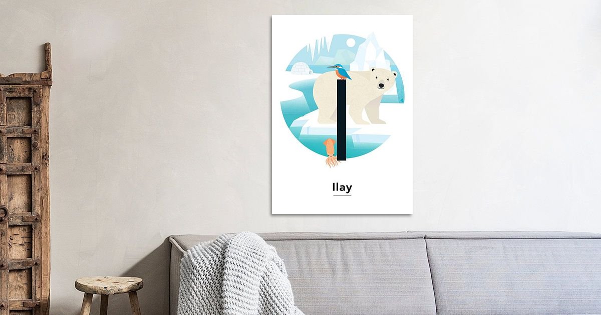 Naamposter Ilay van Hannah Barrow op canvas, behang en meer