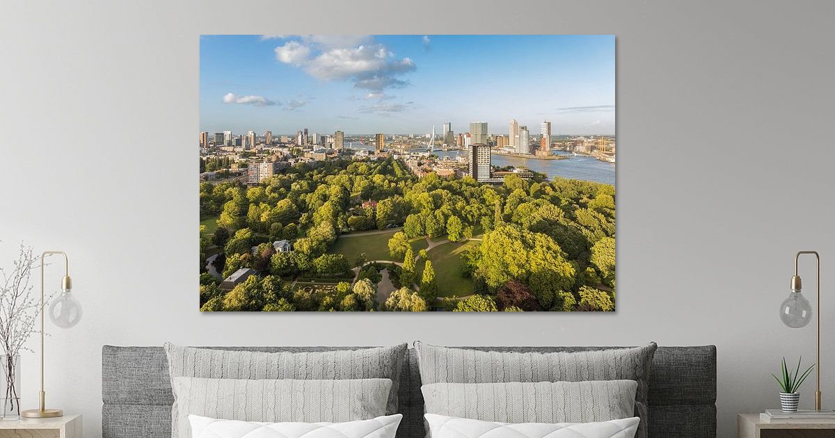 Het schitterende stadspark van Rotterdam vanaf de Euromast van MS ...
