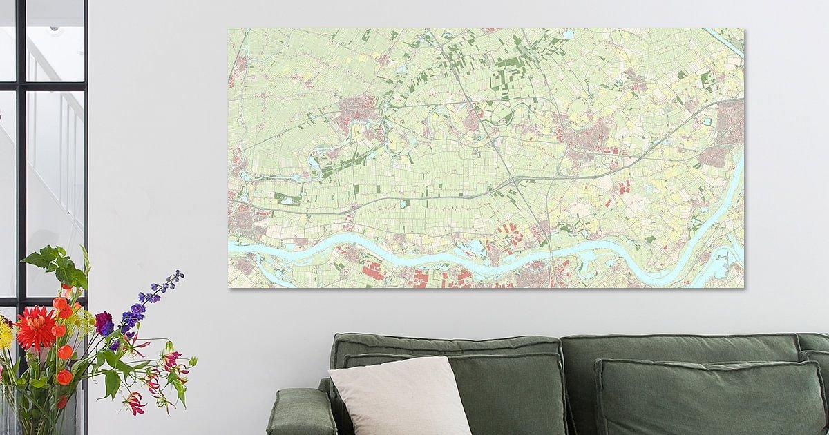 Map of West Betuwe on canvas, poster, wallpaper and more