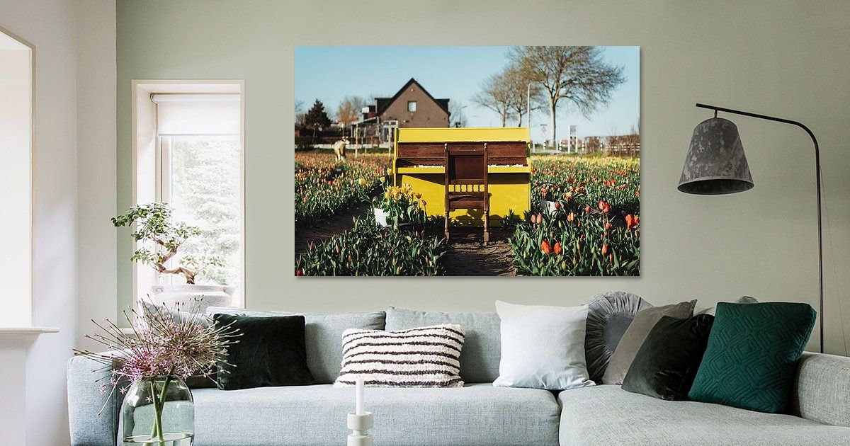 Gele piano tussen de tulpen | Hillegom, Zuid-Holland, Nederland van ...