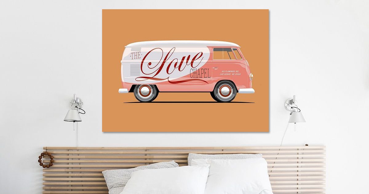 Vintage-Bus Liebe Werbung Schriftzug von Ruben Ooms auf ArtFrame ...