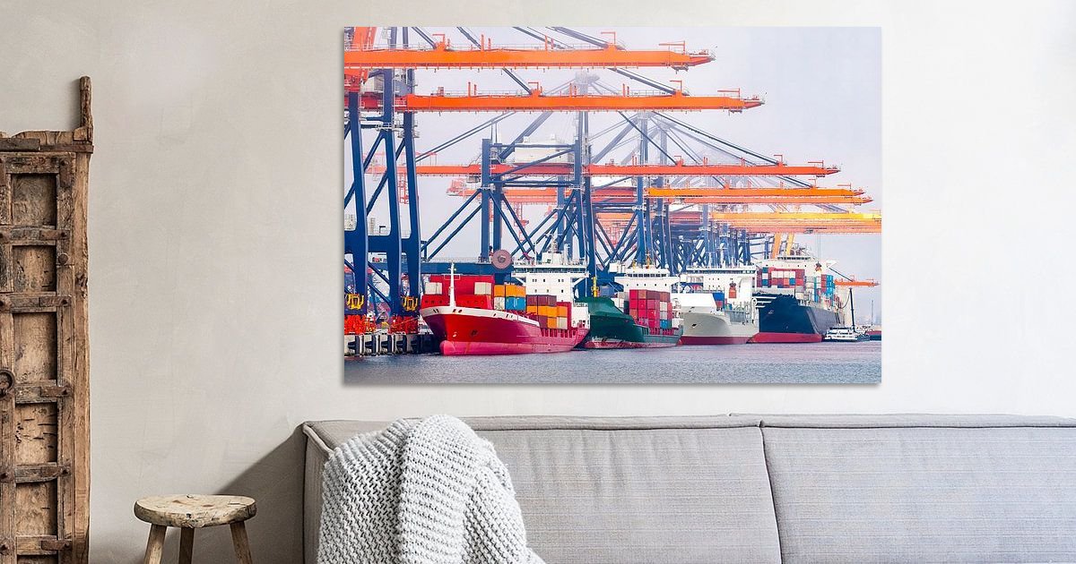 Containerschepen in de haven van Rotterdam bij de terminal van Sjoerd ...