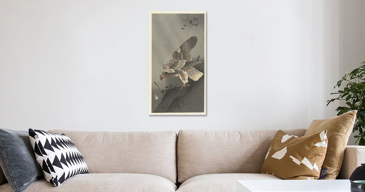 Arend loerend naar prooi, Ohara Koson op canvas, behang, poster en meer