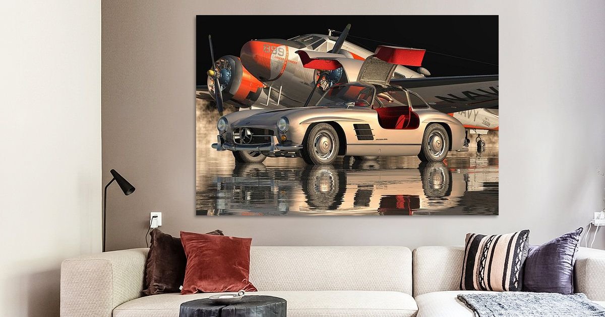 Mercedes 300SL Gullwings 1964 deuren open van Jan Keteleer op canvas ...