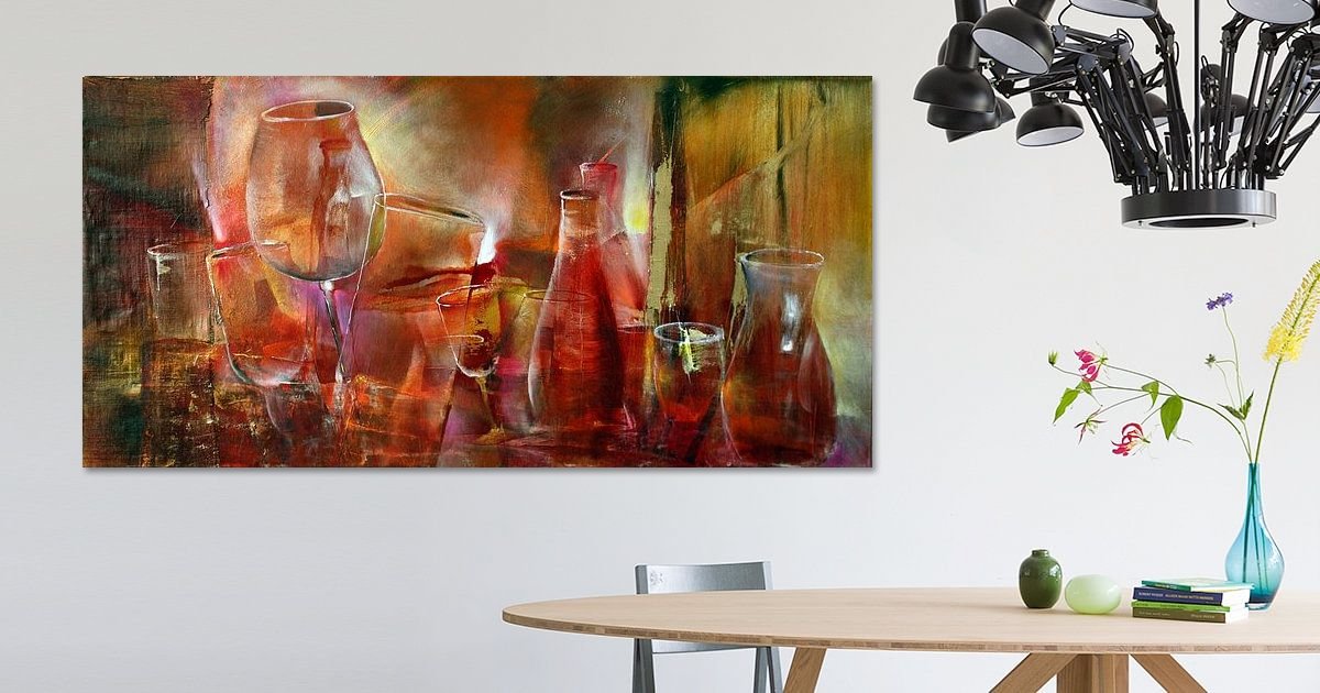 Partij: flessen en glazen in rood en magenta van Annette Schmucker op ...