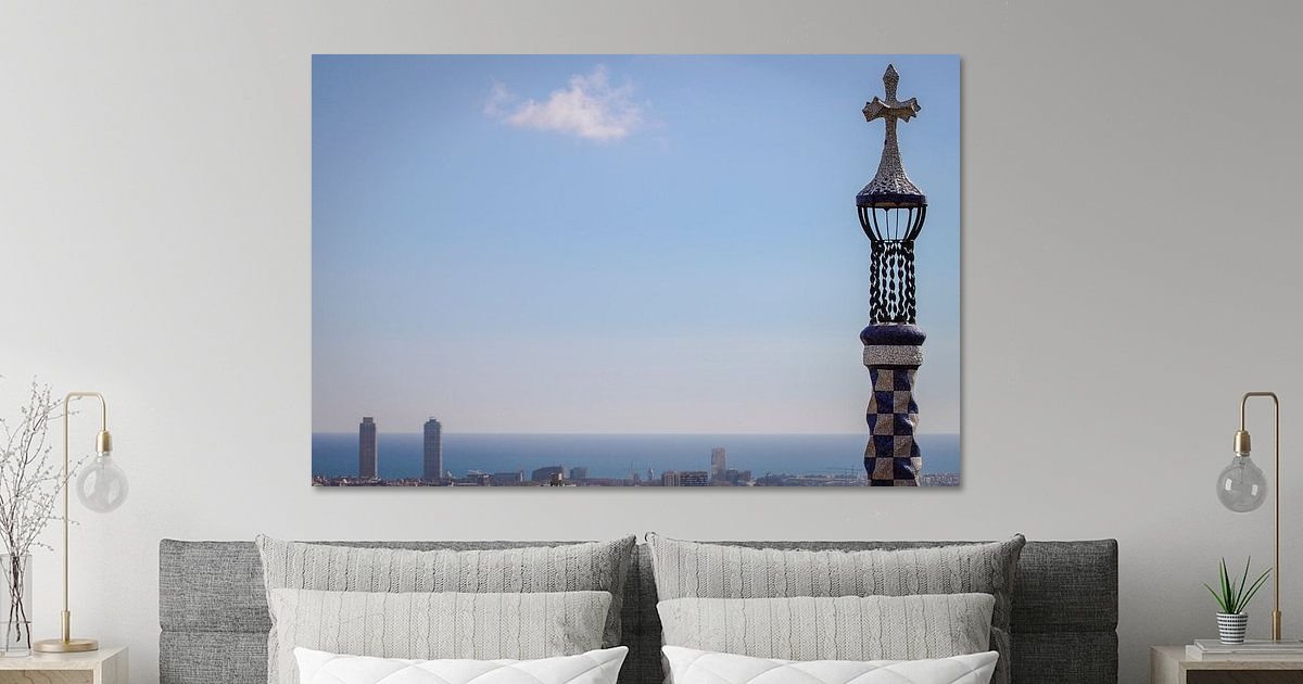 Barcelona van Park Guell van Karina Alvarenga op canvas, behang en meer