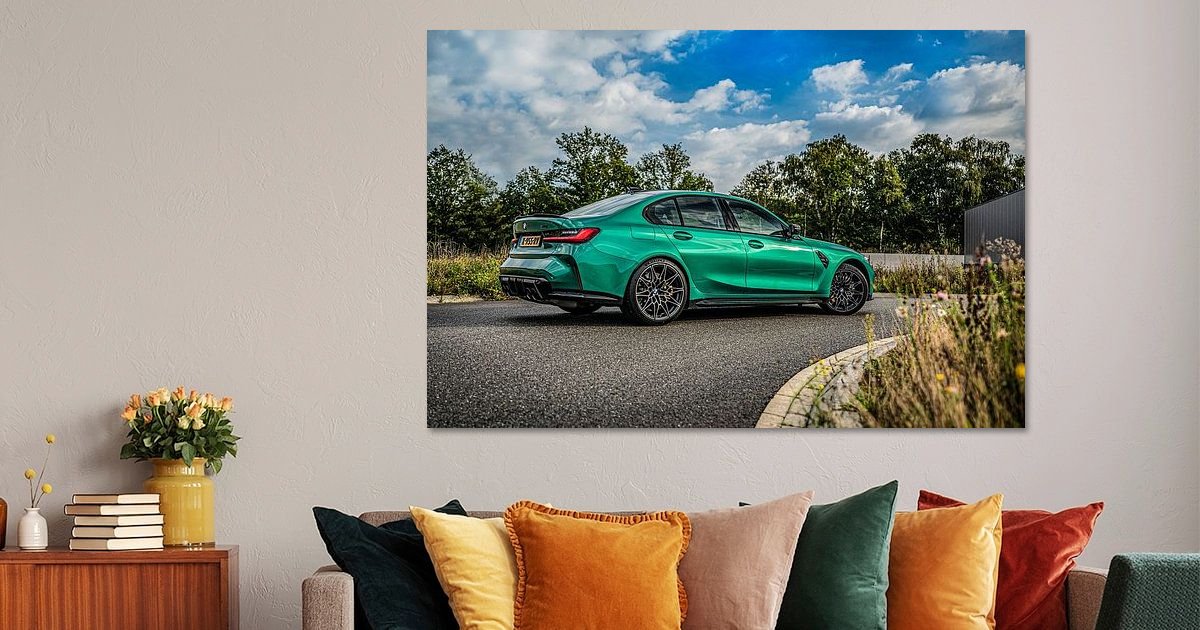 BMW M3 Competition Isle of Man Green van Bas Fransen op canvas, behang ...