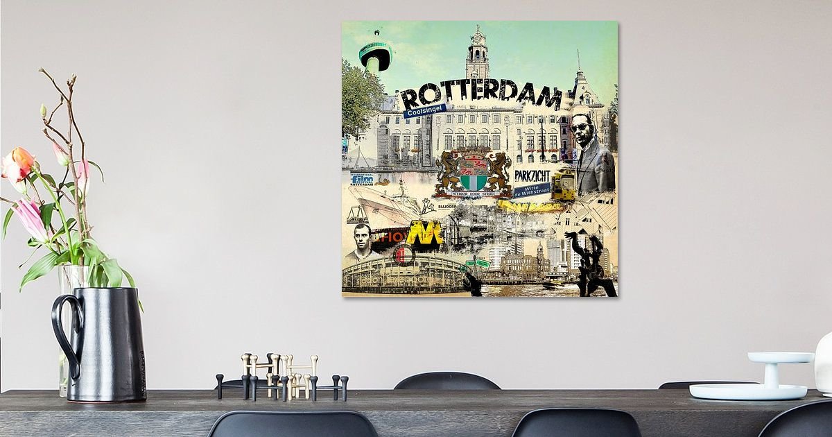Rotterdam Collage van Rene Ladenius Digital Art op canvas, behang en meer