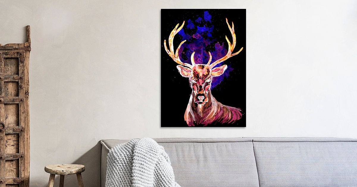Evil Ghost Stag van Sebastian Grafmann op canvas, behang en meer