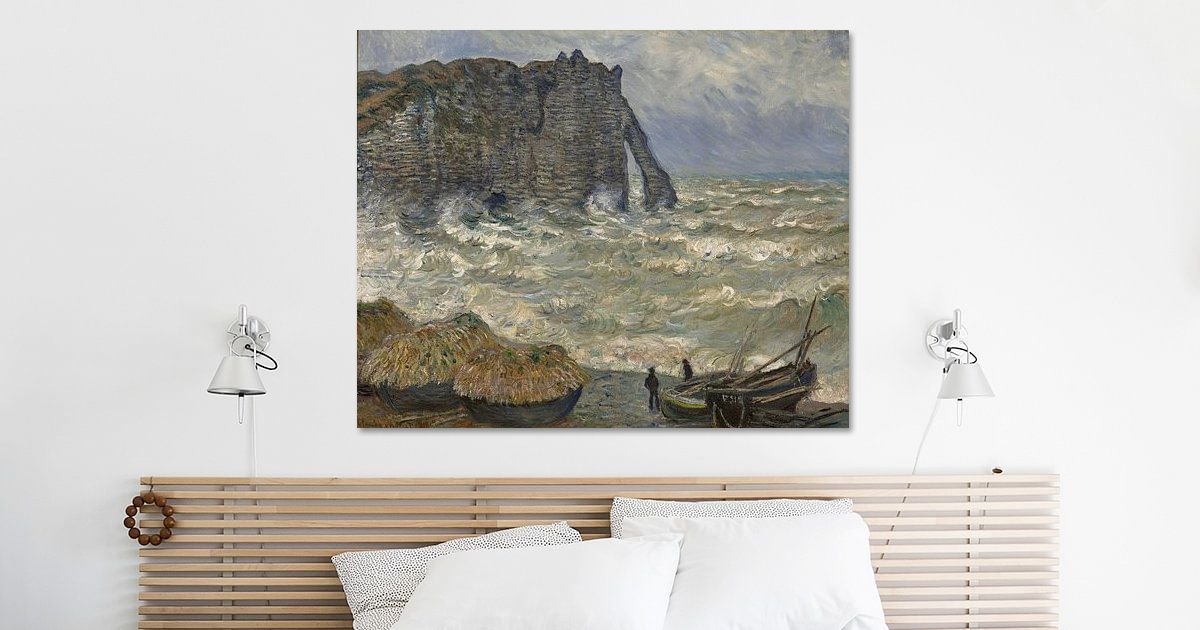 Ruwe zee bij Etretat, Claude Monet op canvas, behang, poster en meer