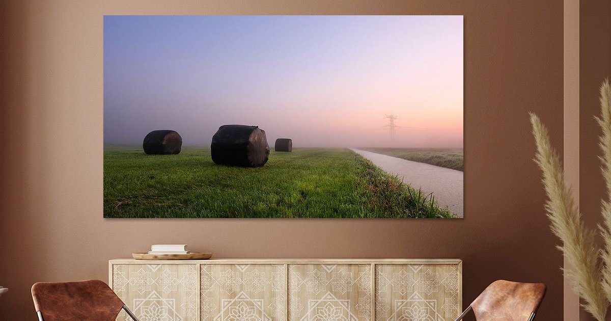 Nederlands polderlandschap van Mark Leeman op canvas, behang en meer