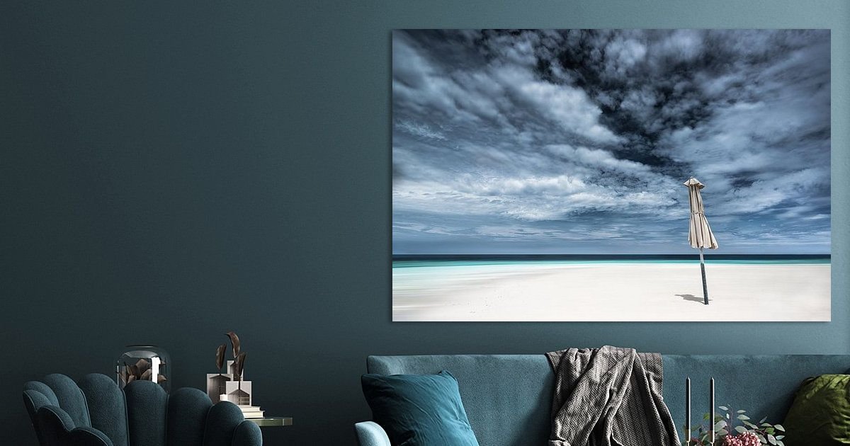 Wit strand op de Malediven. van Voss fotografie op canvas, behang en meer