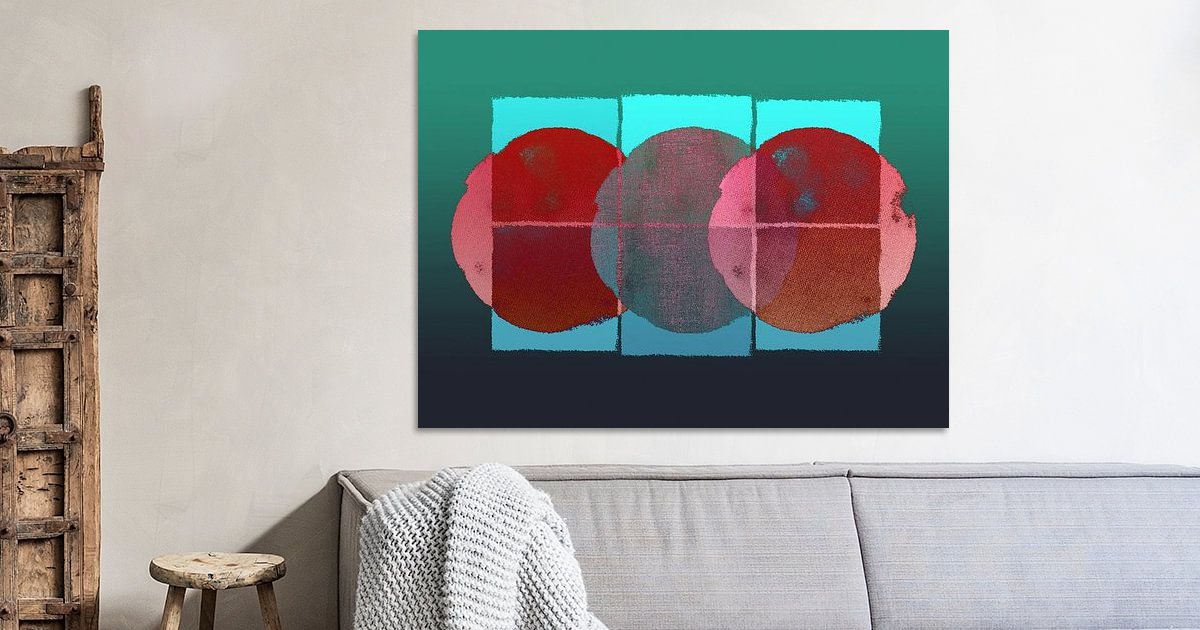 Scandinavië Scandinavisch Abstract Kleurrijk van Mad Dog Art op canvas ...