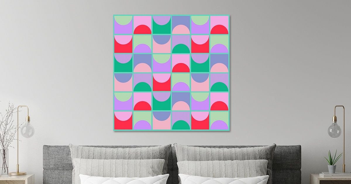 Moderne abstractie uit het midden van de eeuw van Mad Dog Art op canvas ...