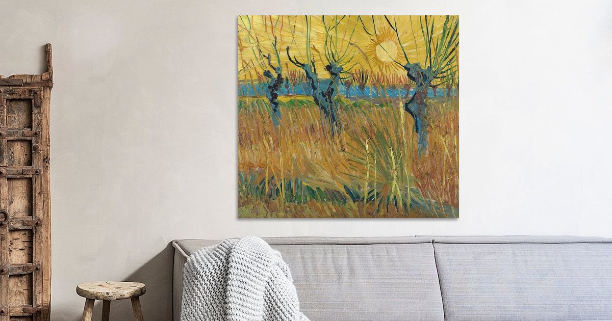 Pollard willows at sunset, Vincent van Gogh on canvas, poster ...