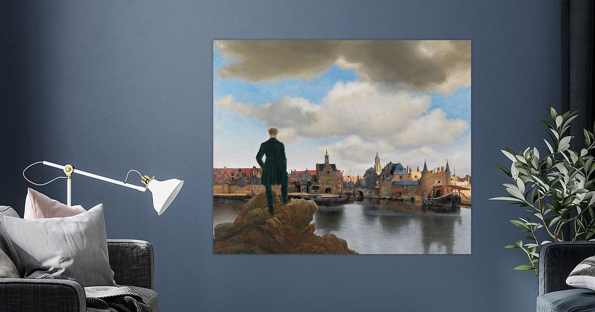 View of Delft, by Johannes Vermeer by Masters Revisited on canvas ...