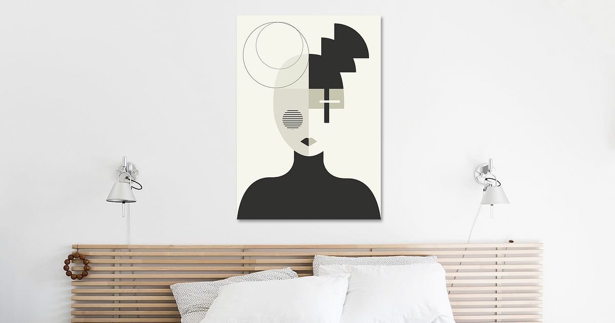 Abstract portret van Mirjam Duizendstra op canvas, behang en meer