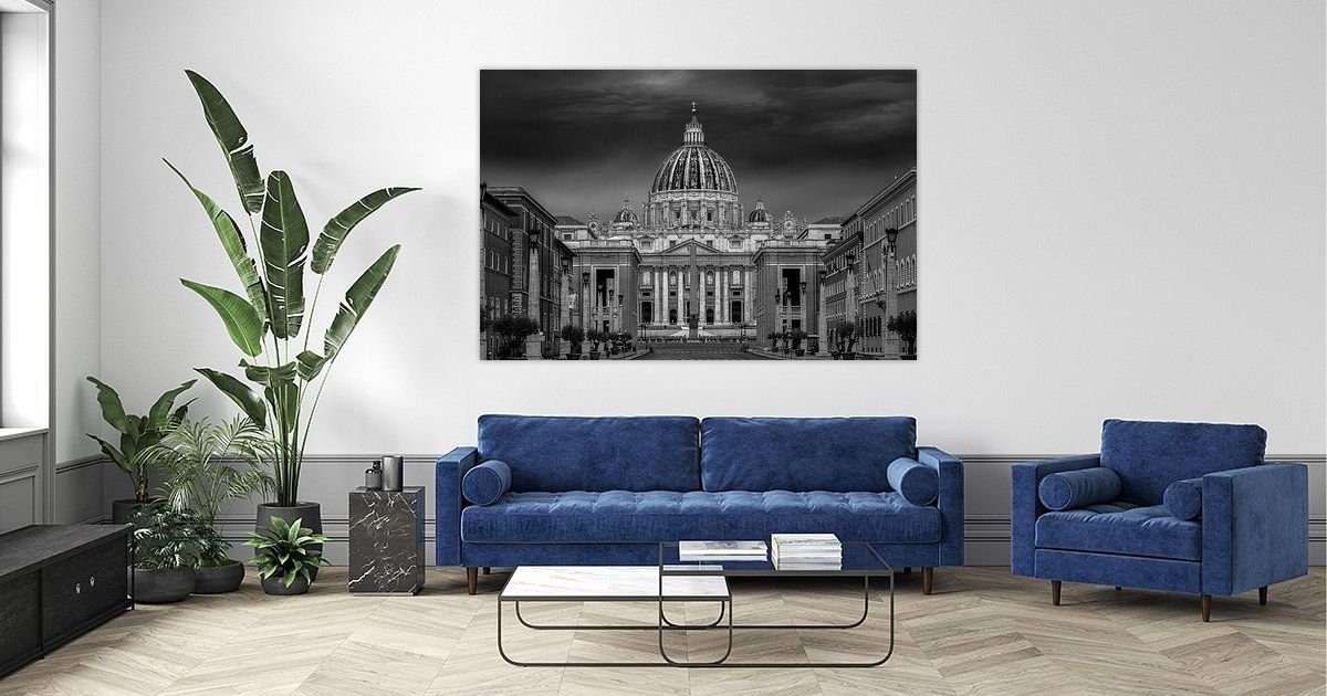 Obilisk at St Peter's Square Black and white by Rene Siebring on canvas ...