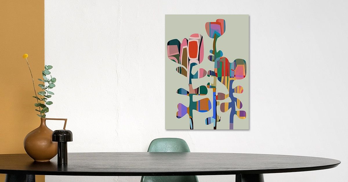 Gekleurde bloemen van Angel Estevez op canvas, behang en meer